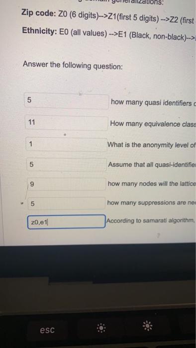 ons: Zip code: Z0 (6 digits)-->Z1(first 5 digits) | Chegg.com