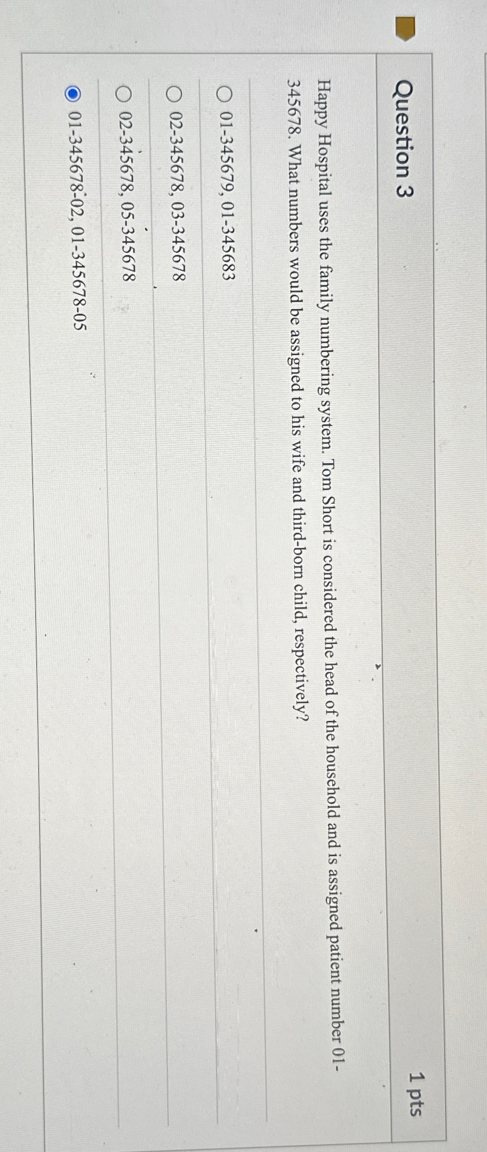 Solved Question 3Happy Hospital uses the family numbering | Chegg.com