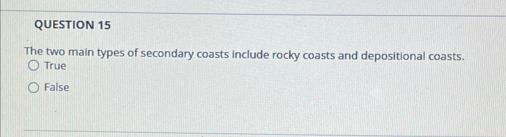 Solved QUESTION 15The two main types of secondary coasts | Chegg.com