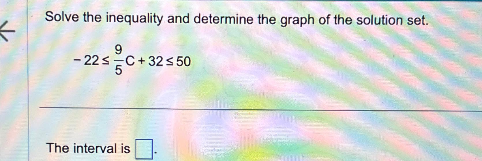 Solved Solve the inequality and determine the graph of the | Chegg.com