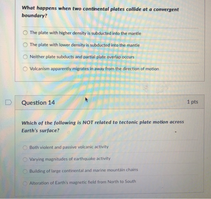 Solved What happens when two continental plates collide at a | Chegg.com