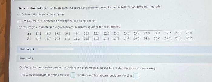 Solved A) commute, the sample standard deviations for each | Chegg.com