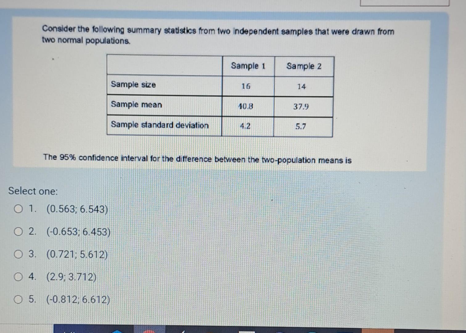 Solved Consider the following summary statistics from two | Chegg.com