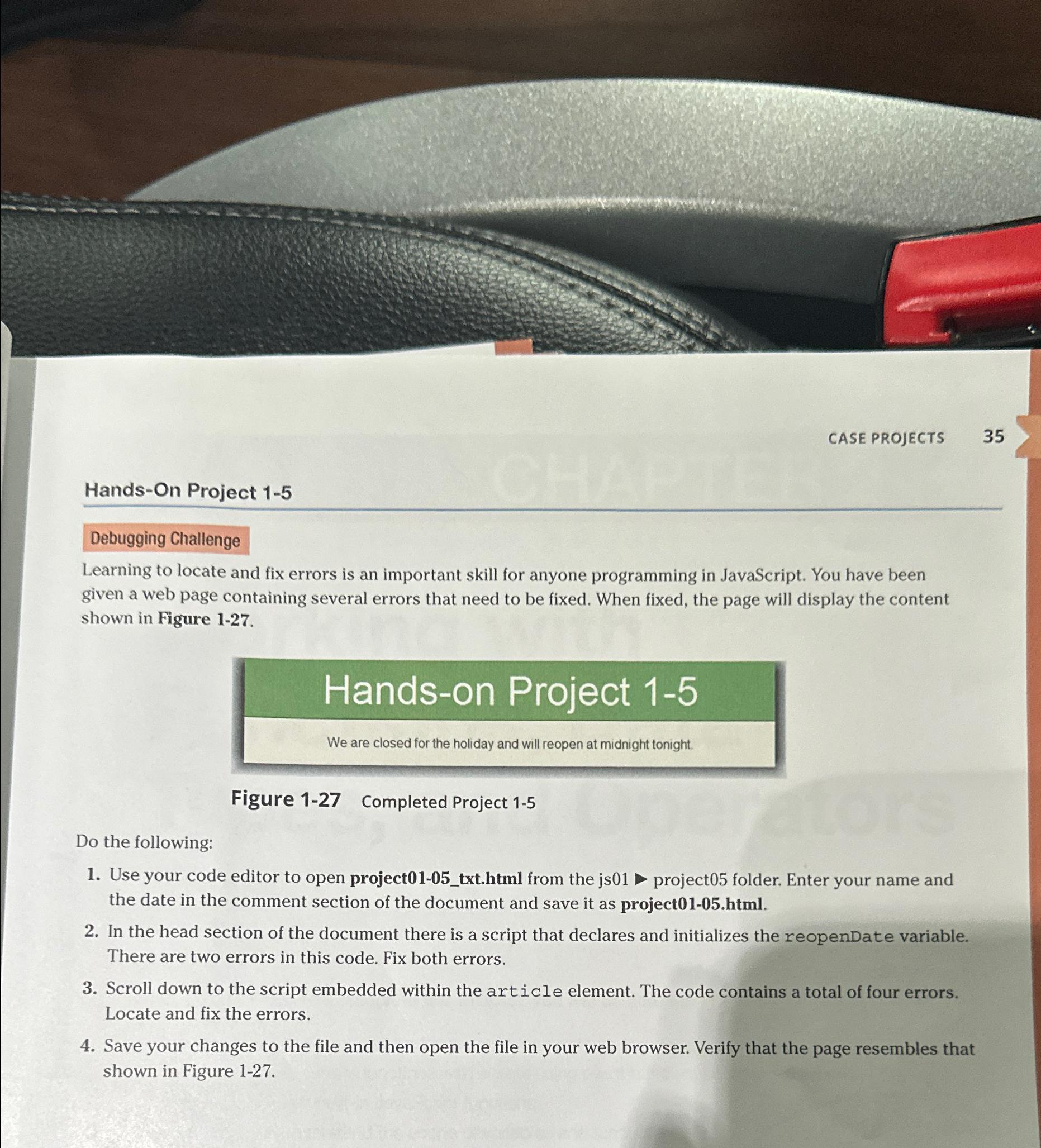 Solved CASE PROJECTSHands-On Project 1-5Debugging | Chegg.com