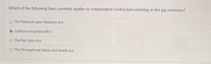 Which of the following laws currently applies to | Chegg.com