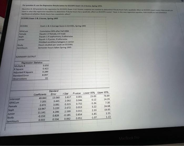 Solved For questions the Region Results below for CO991 E 16 | Chegg.com