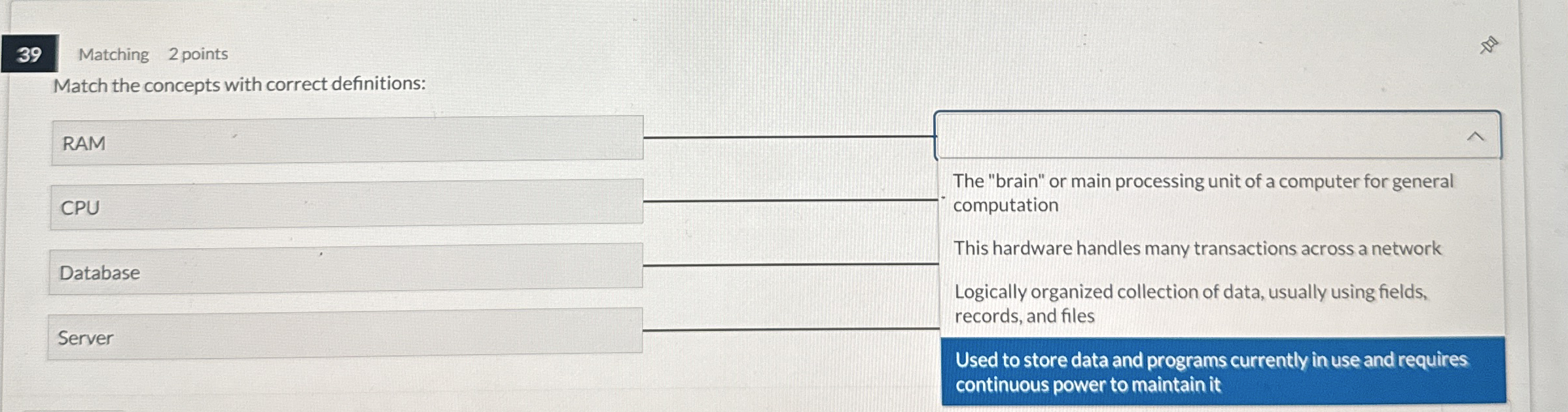 Solved Matching 2 ﻿pointsMatch the concepts with correct | Chegg.com