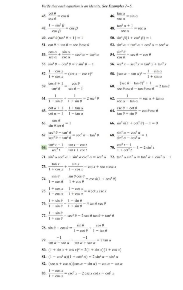 Solved Verify that each equation is an identity. See | Chegg.com