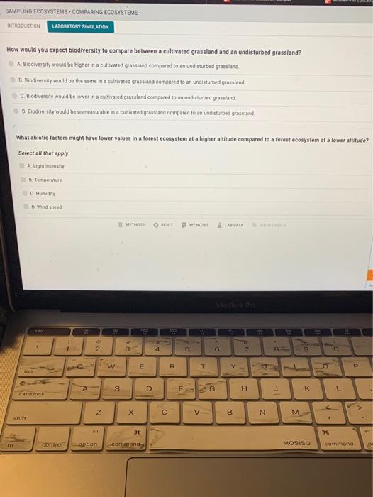 Solved SAMPLING ECOSYSTEMS COMPARING ECOSYSTEMS INTRODUCTION | Chegg.com