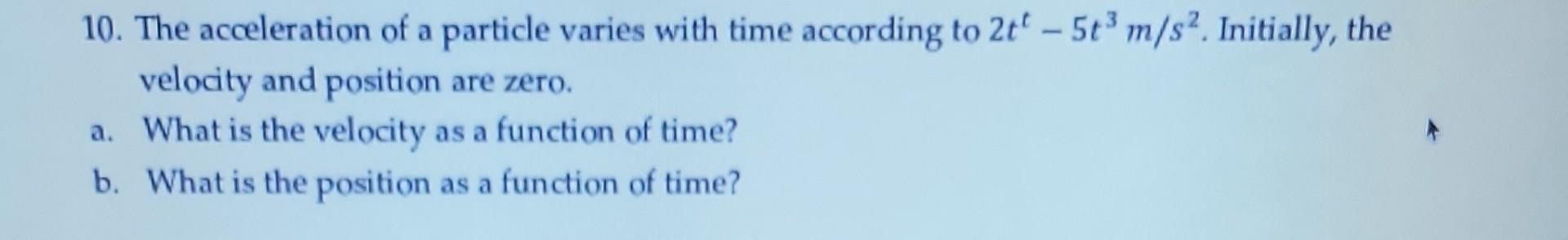 Solved 10. The acceleration of a particle varies with time | Chegg.com