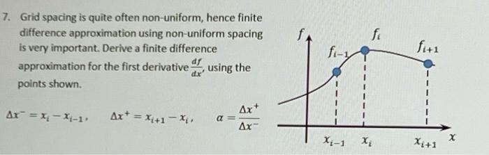 Solved f fi 7. Grid spacing is quite often non-uniform, | Chegg.com