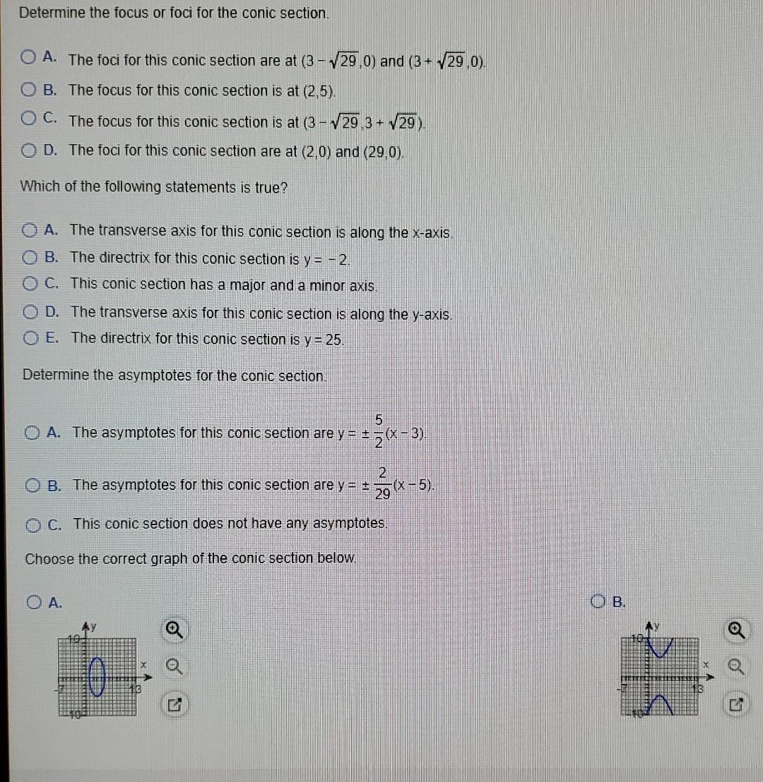 Solved Analyze this conic section to answer the questions | Chegg.com