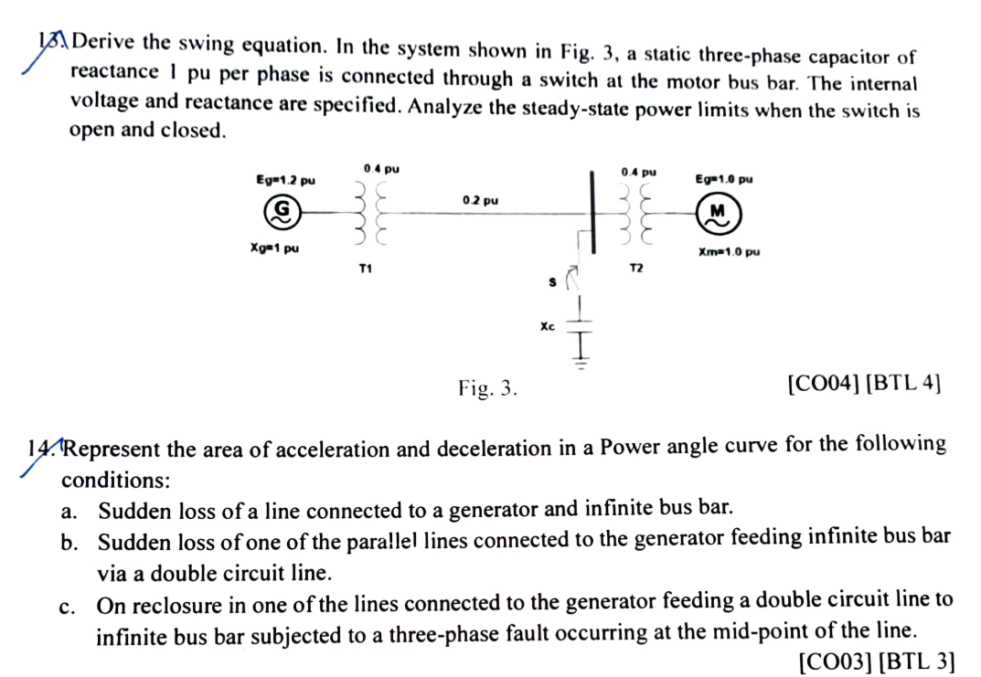 Solved Derive the swing equation. In the system shown in | Chegg.com