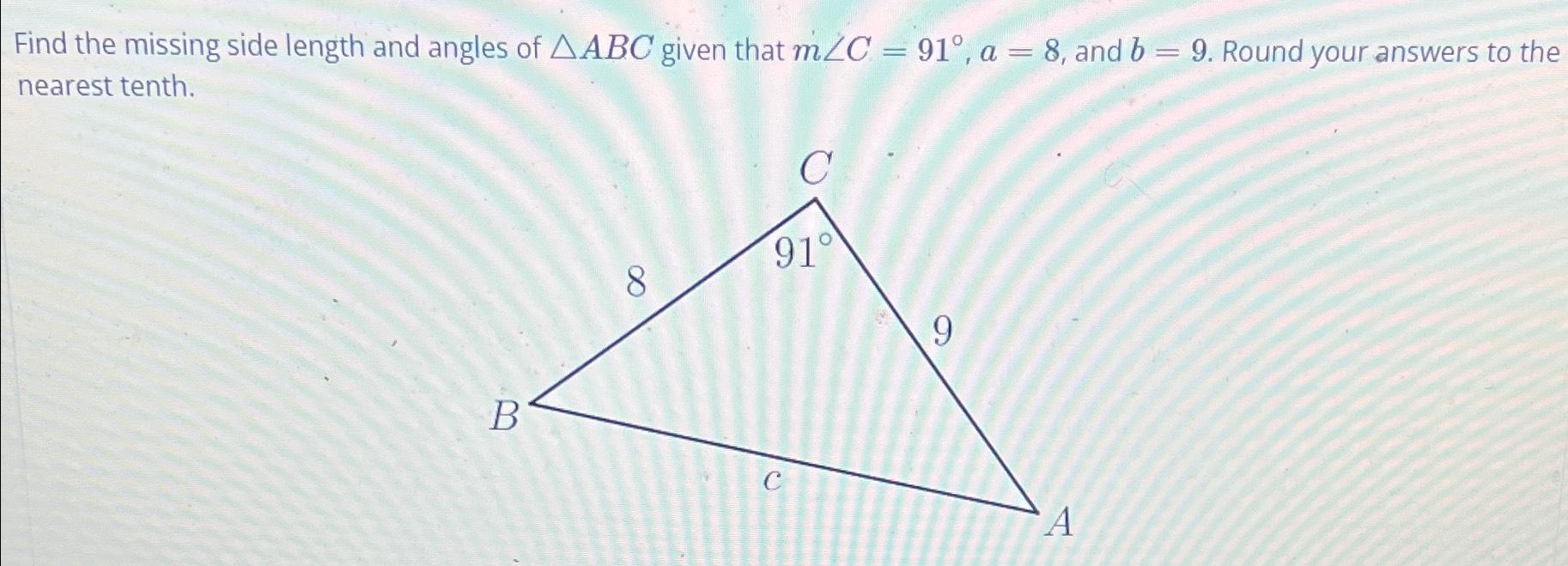 Solved Find the missing side length and angles of //ABC | Chegg.com