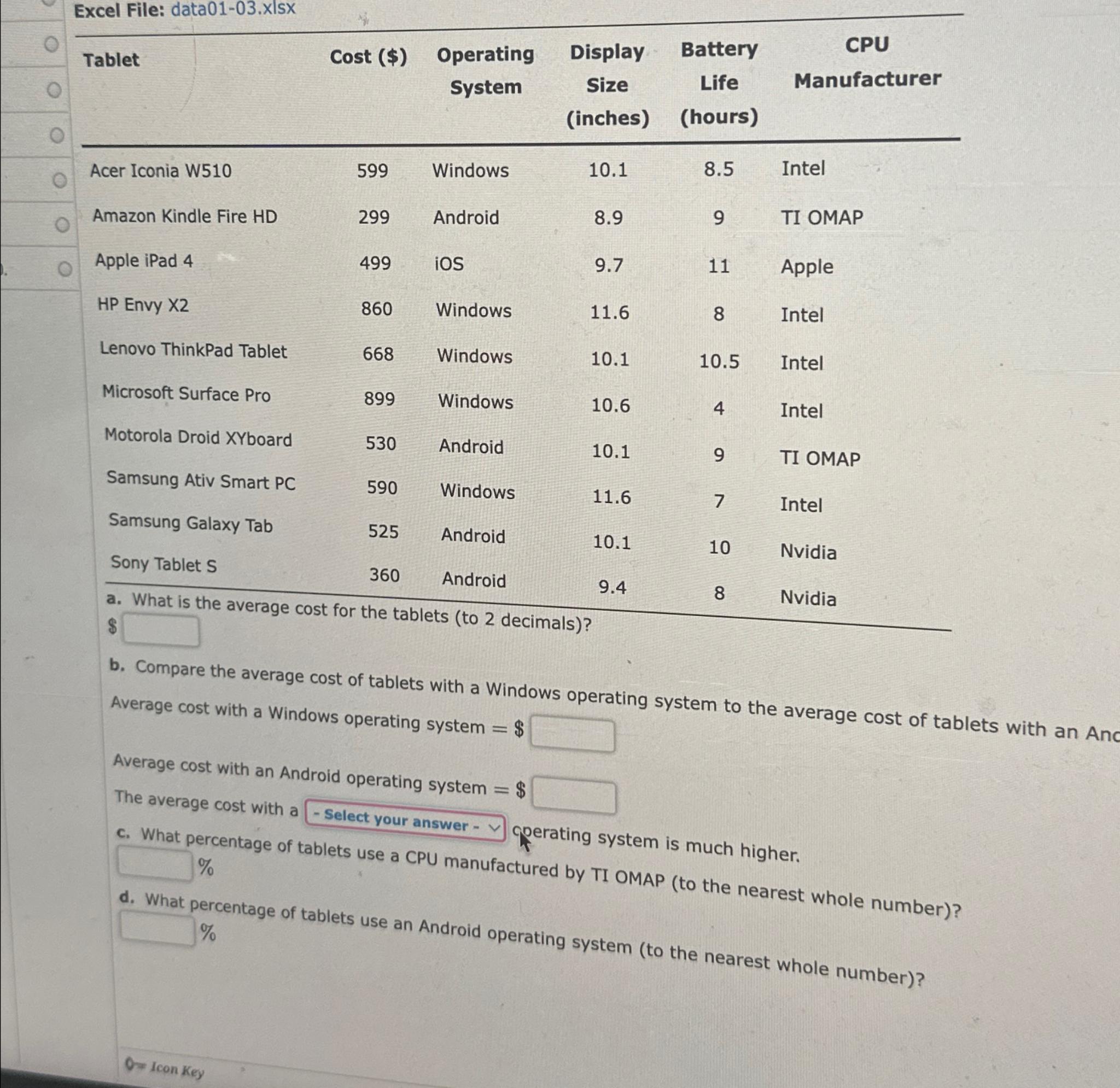 Solved Excel File: data01-03.xIsx\table[[Tablet,Cost | Chegg.com