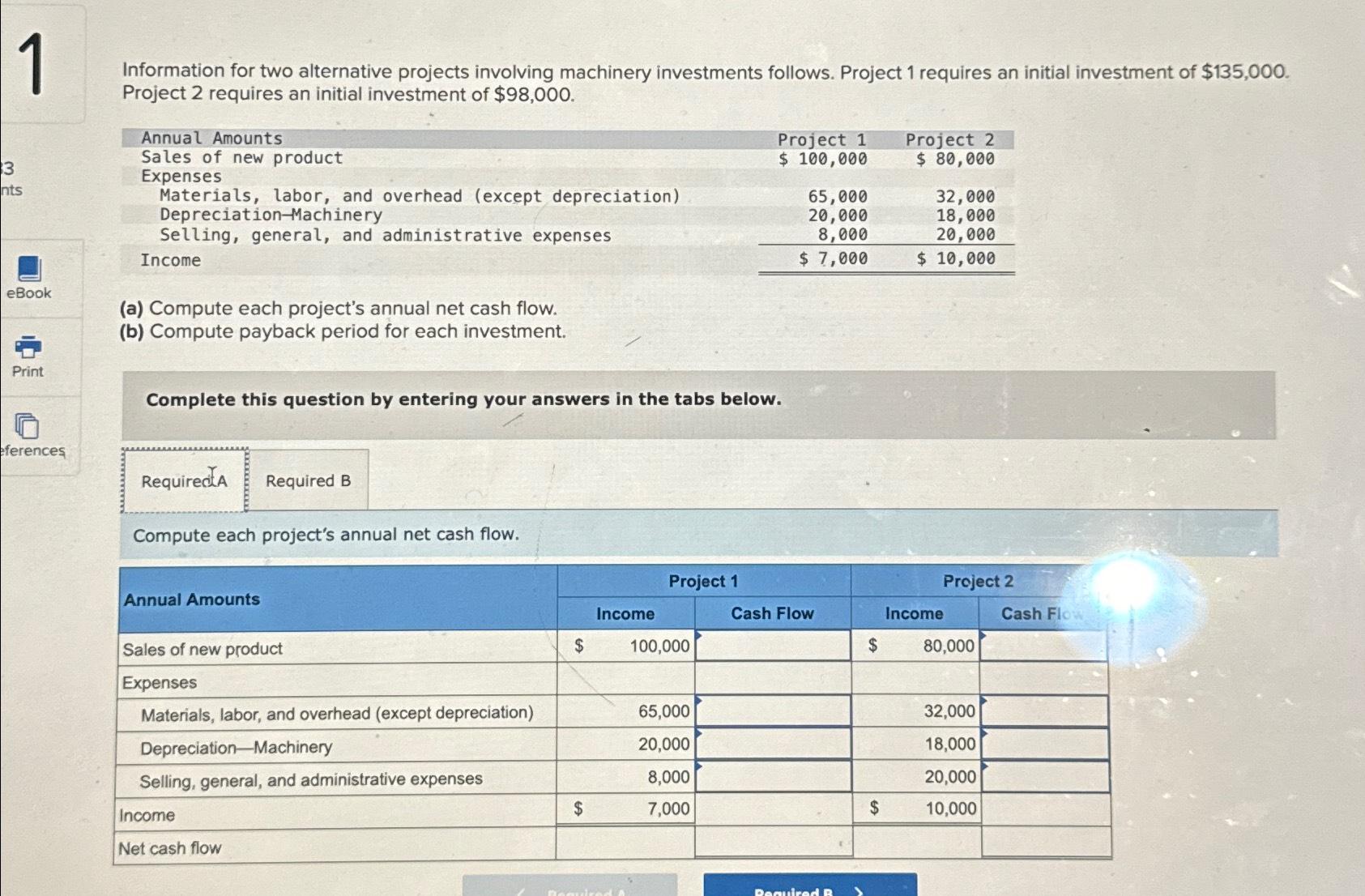 Solved Information for two alternative projects involving | Chegg.com