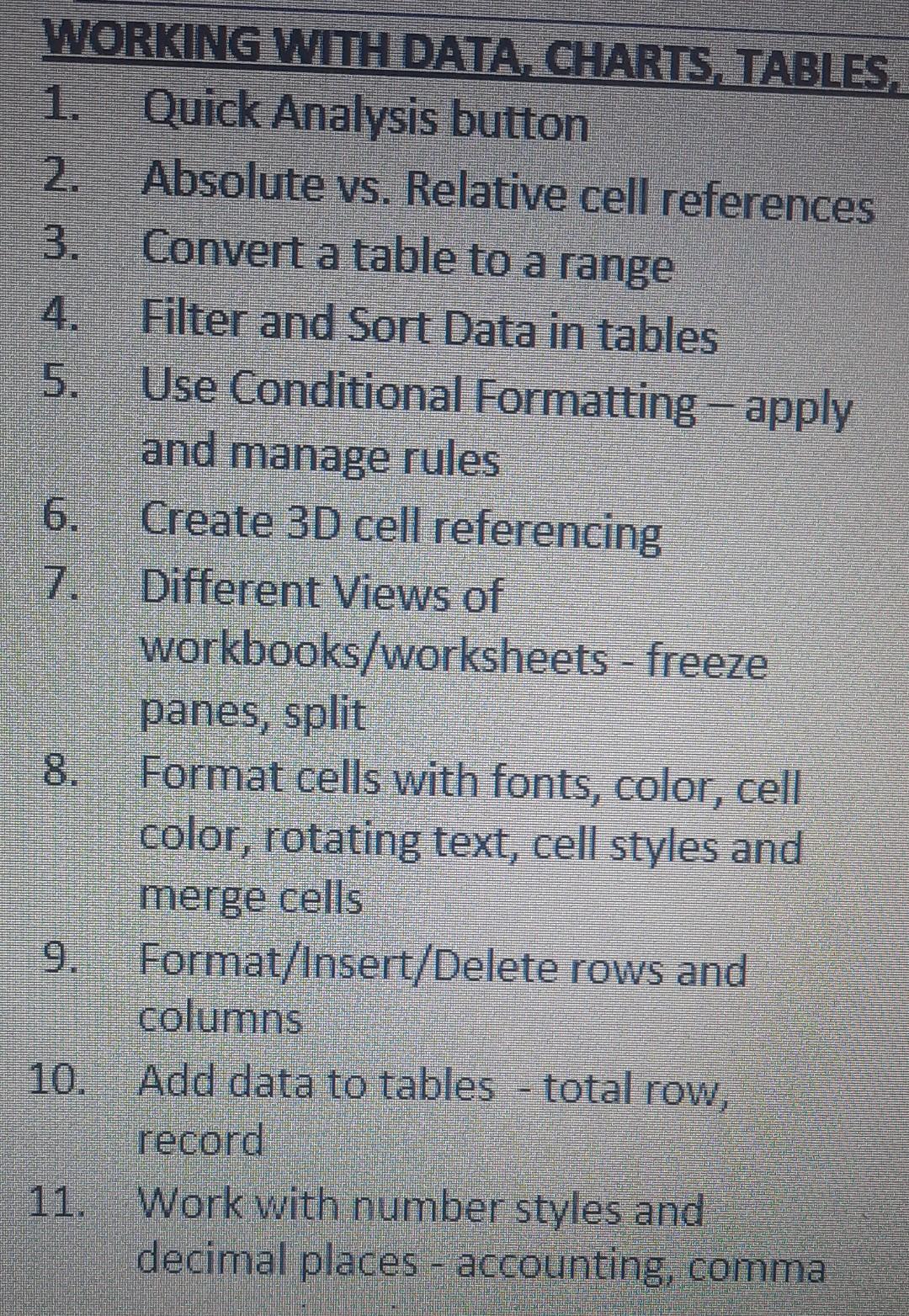 Solved WORKING WITH DATA CHARTS TABLES, AND WORKSHEET | Chegg.com