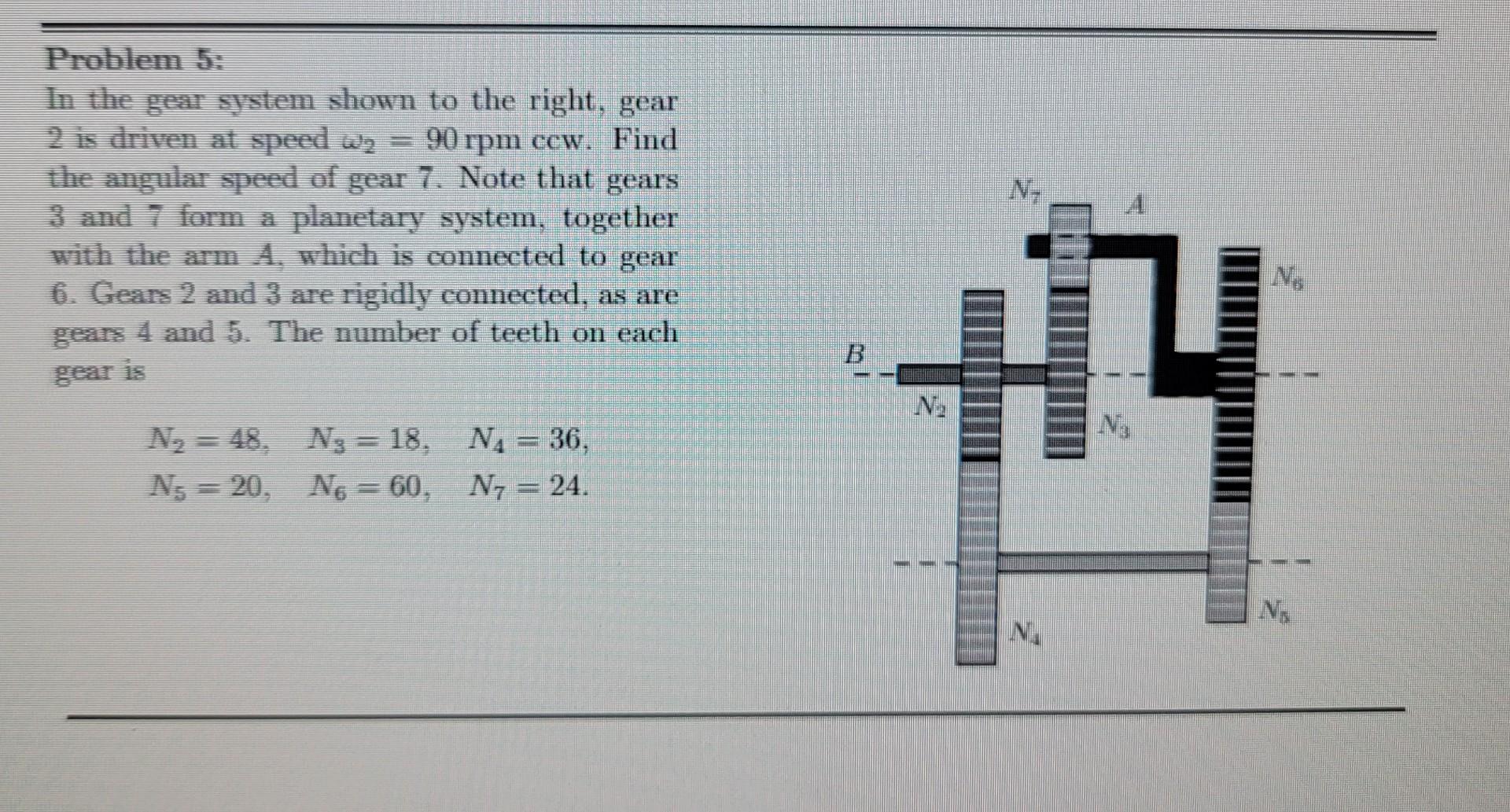 Problem 5: In the gear system shown to the right, | Chegg.com