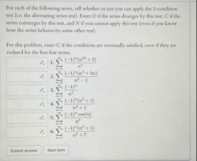 Solved For each of the following series, tell whether or not | Chegg.com