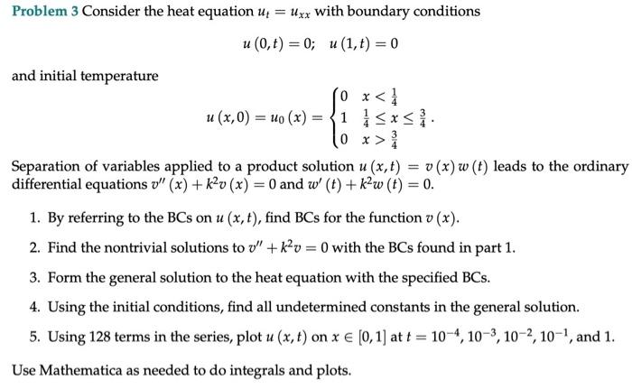 Solved Problem 3 Consider the heat equation ut=uxx with | Chegg.com