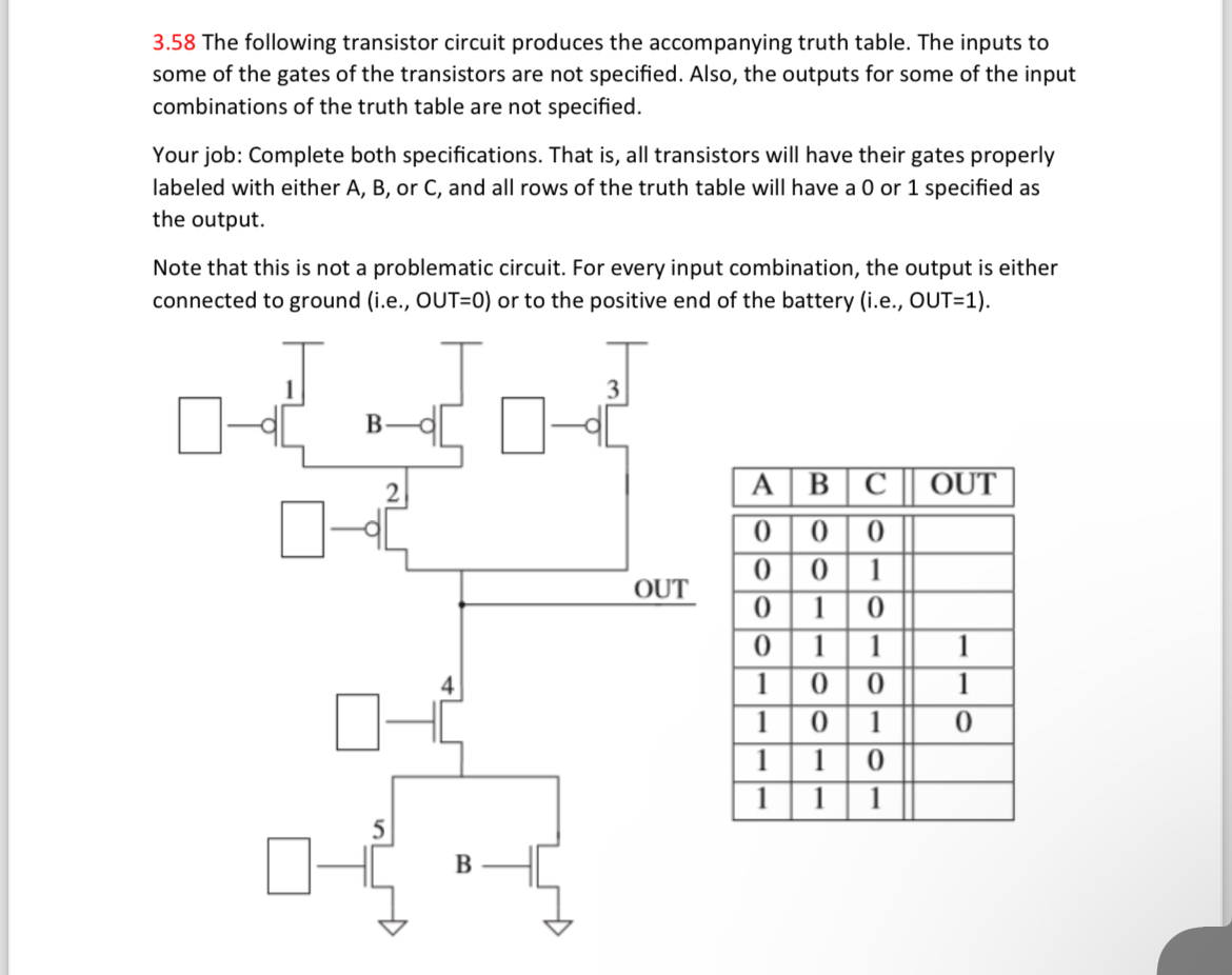 3.58 ﻿The following transistor circuit produces the | Chegg.com