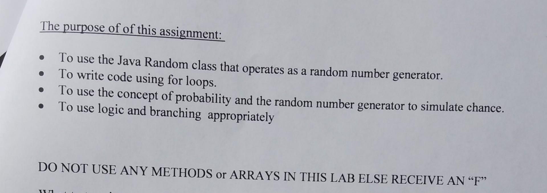 Solved Write a Java program that will be a Java class | Chegg.com