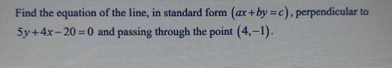 Solved Find the equation of the line, in standard form )=(c, | Chegg.com