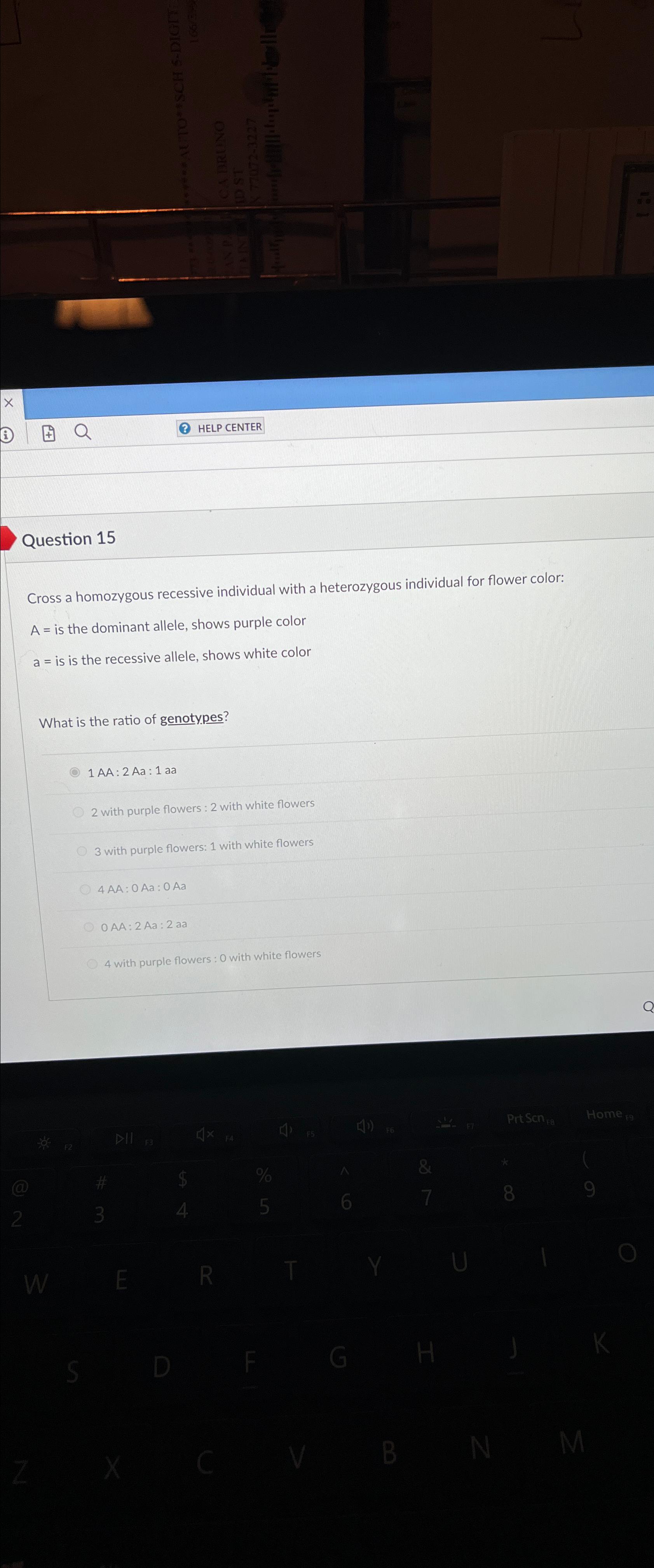 Solved Question 15Cross a homozygous recessive individual | Chegg.com