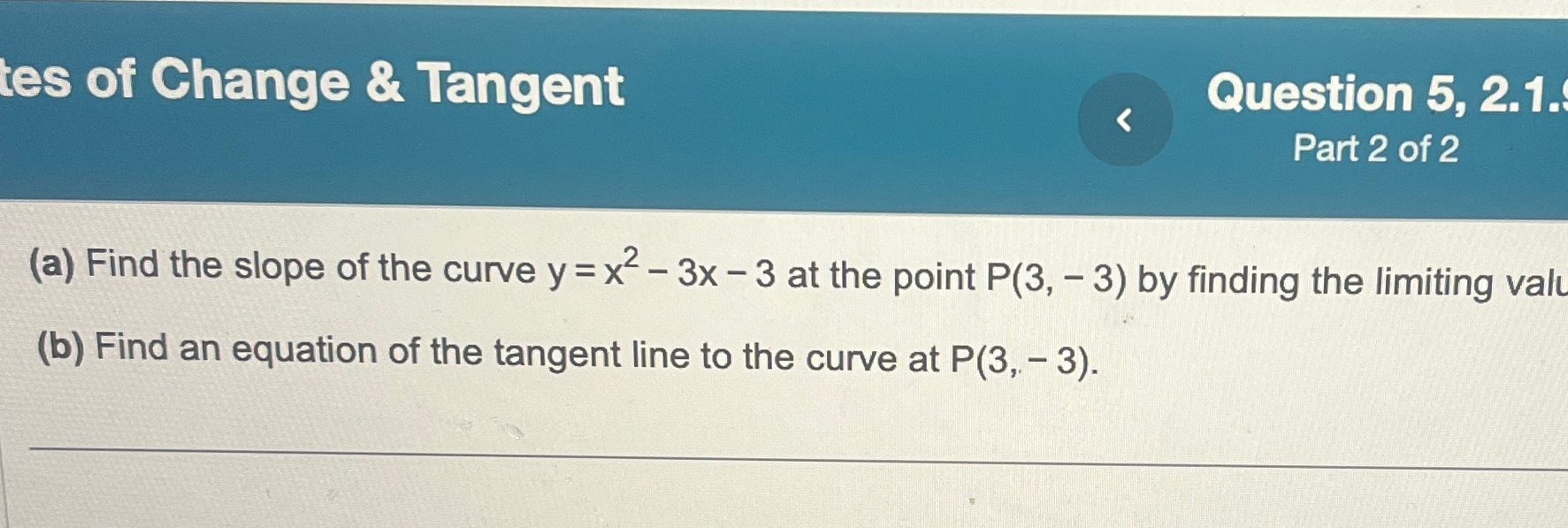Solved tes of Change & TangentQuestion 5, 2.1.Part 2 ﻿of | Chegg.com