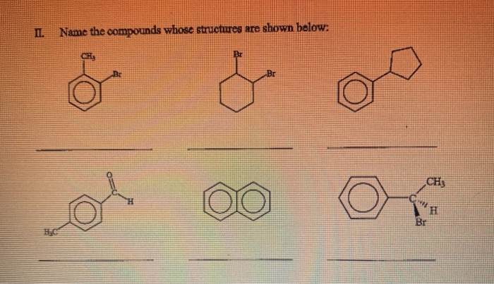 Solved II. Name the compounds whose structures are shown | Chegg.com