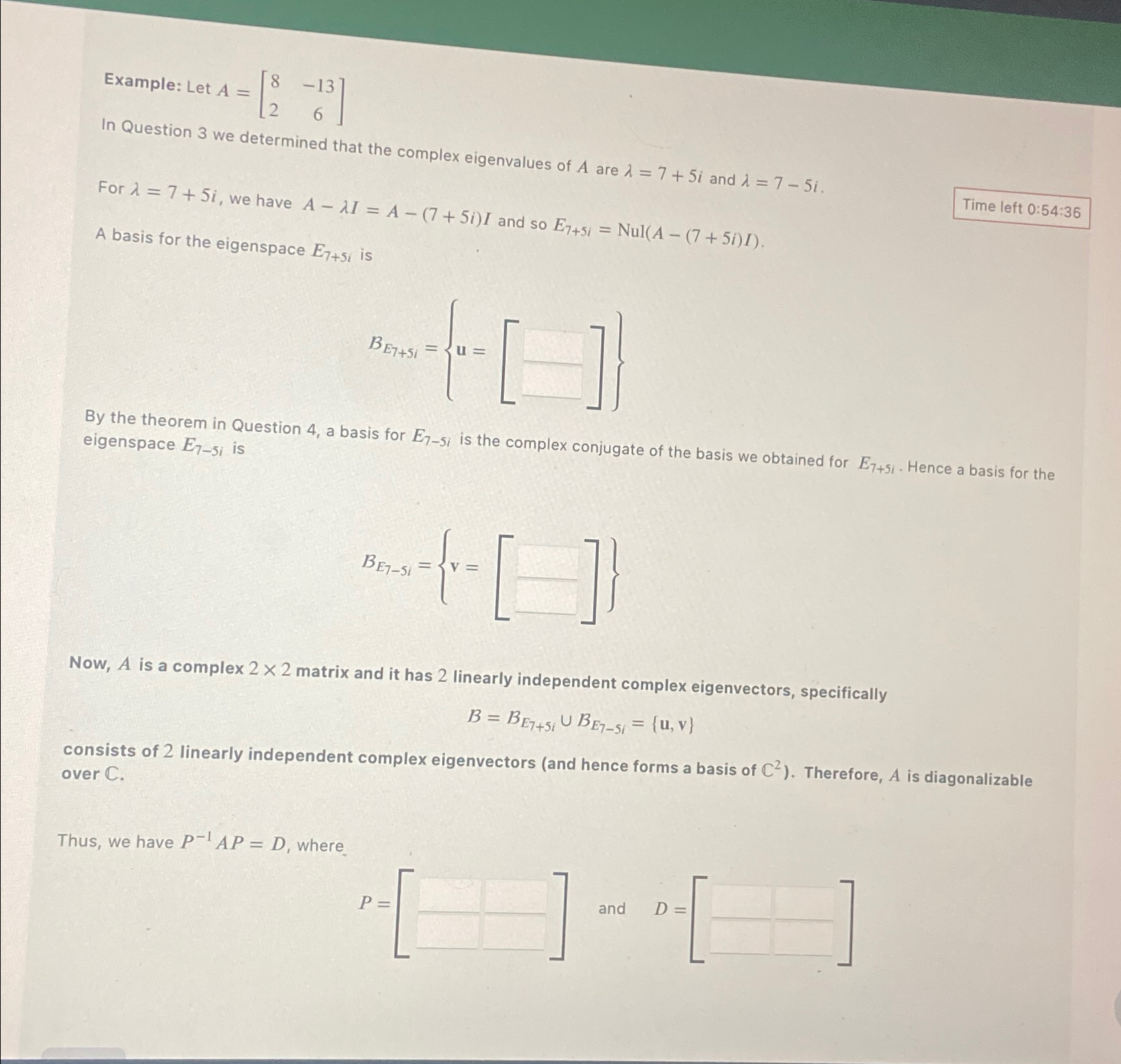Solved Example: Let A=[8-1326]In Question 3 ﻿we determined | Chegg.com