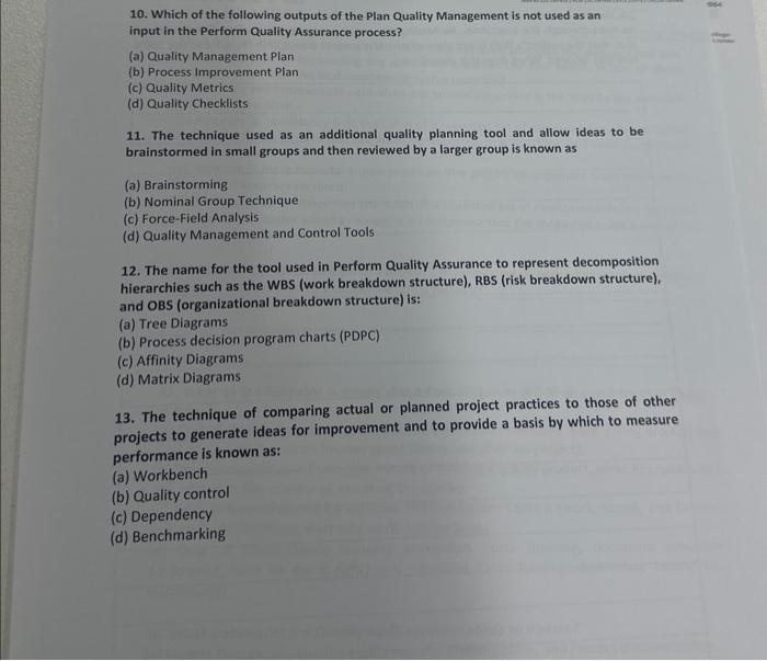 Solved 10. Which of the following outputs of the Plan | Chegg.com