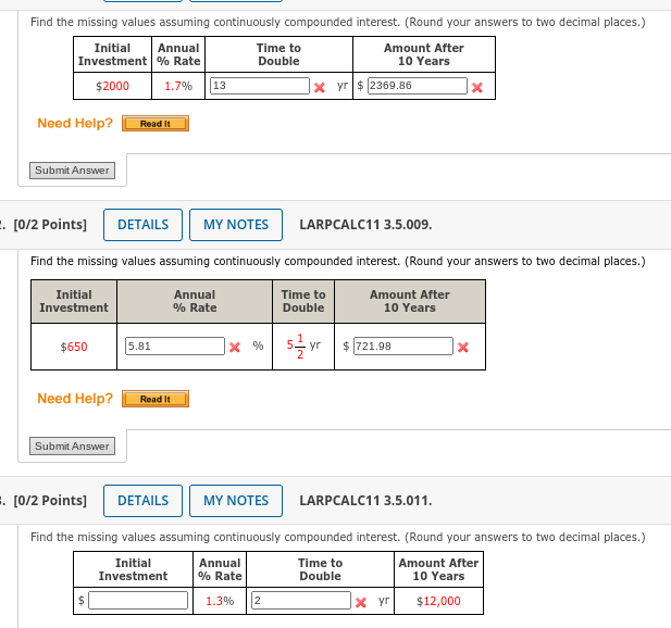 Solved Find the missing values assuming continuously | Chegg.com