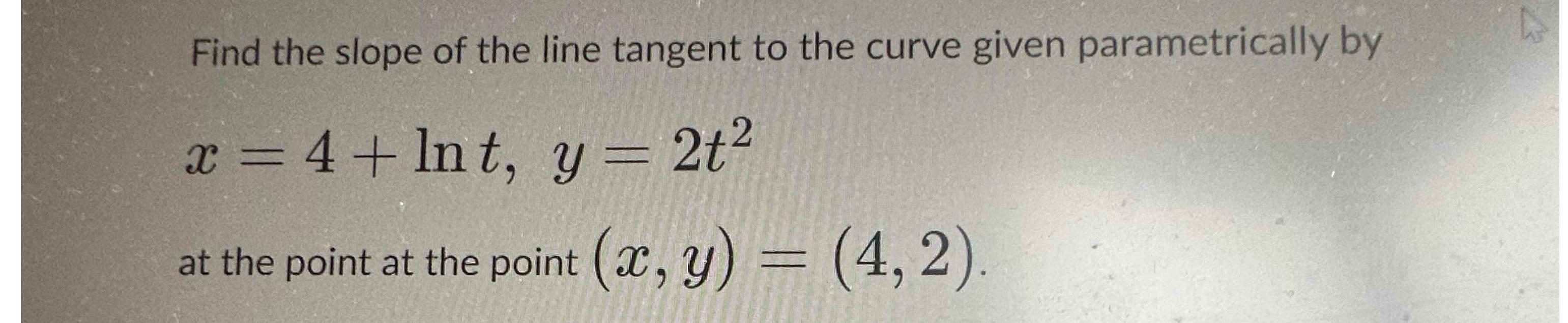 Solved Find the slope of the line tangent to the curve given | Chegg.com
