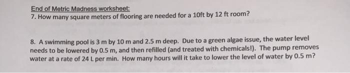 Solved End of Metric Madness worksheet: 7. How many square | Chegg.com