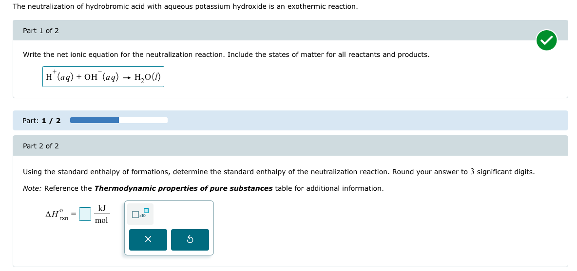 Solved Part 2 of 2Using the standard enthalpy of | Chegg.com