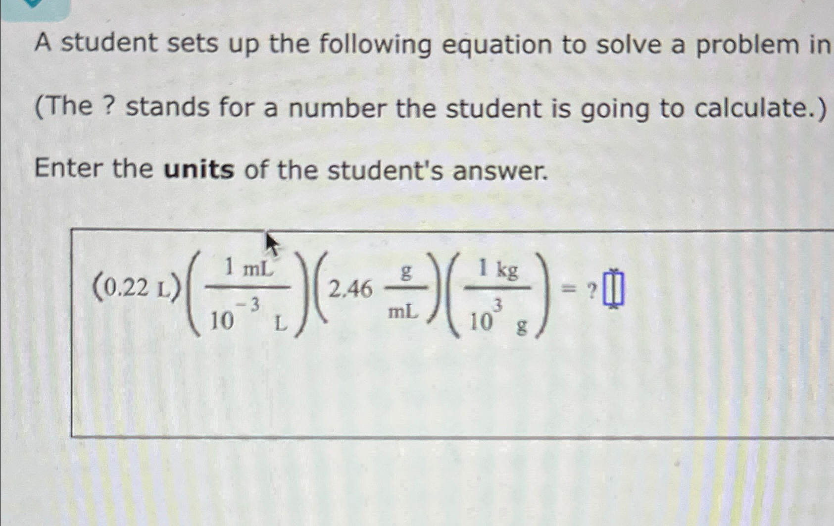 Solved A student sets up the following equation to solve a | Chegg.com