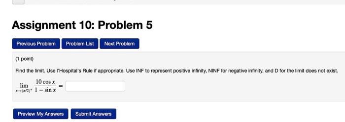 Solved Assignment 10 Problem 5 Previous Problem Problem 8250