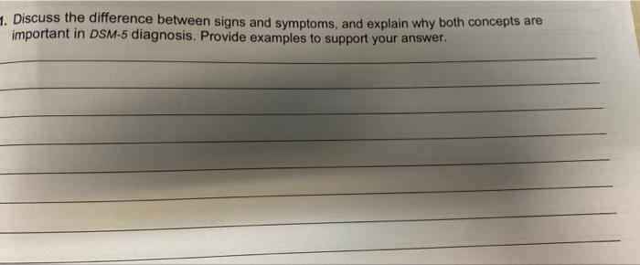 Solved Discuss the difference between signs and symptoms, | Chegg.com