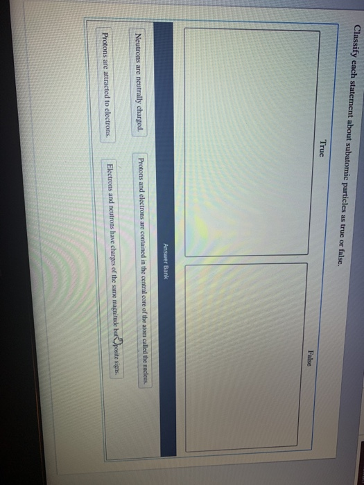 Solved Classify each statement about subatomic particles as | Chegg.com