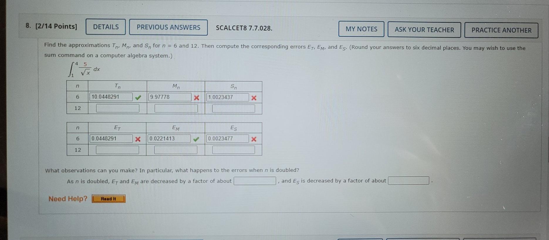 Solved 8. [2/14 Points] DETAILS PREVIOUS ANSWERS SCALCET8 | Chegg.com