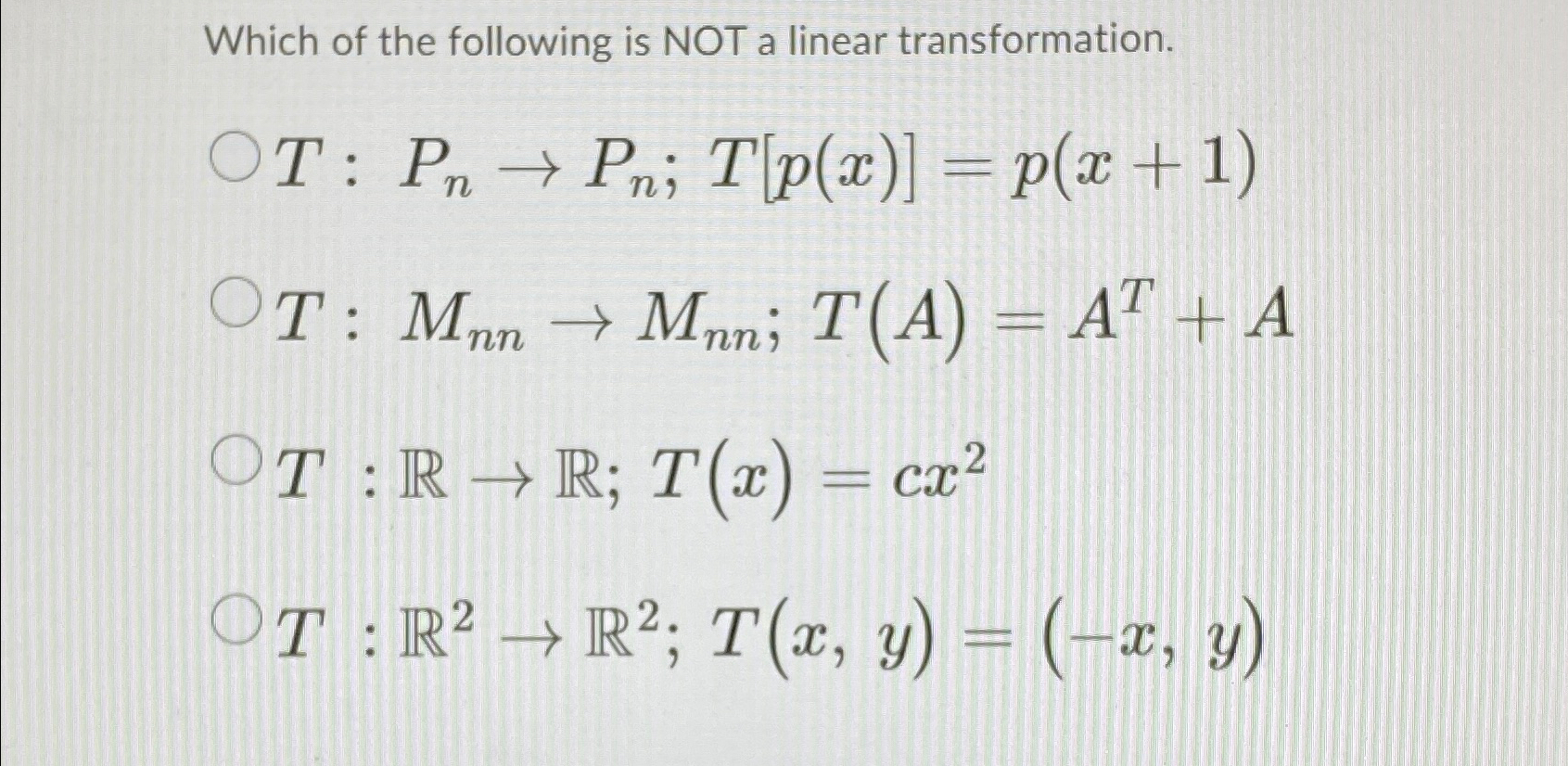 Solved Which of the following is NOT a linear | Chegg.com