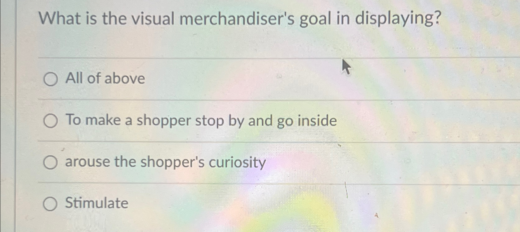 Solved What is the visual merchandiser's goal in | Chegg.com