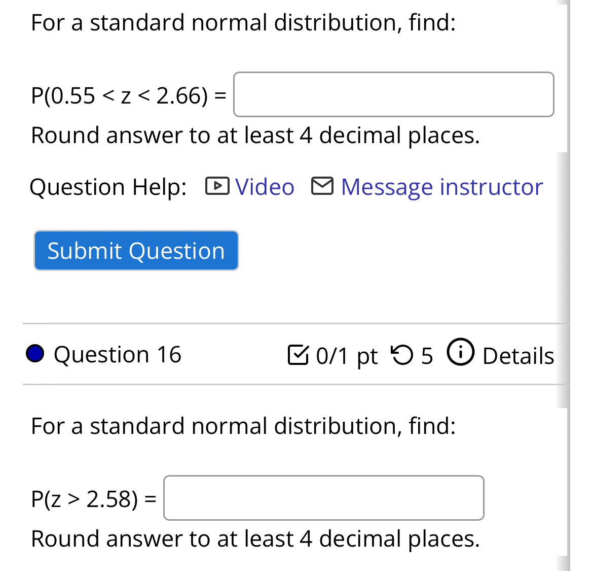 Solved For a standard normal distribution, | Chegg.com