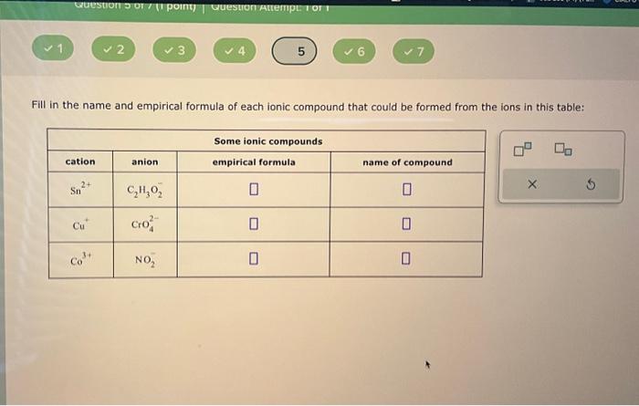 Solved Fill in the name and empirical formula of each ionic | Chegg.com