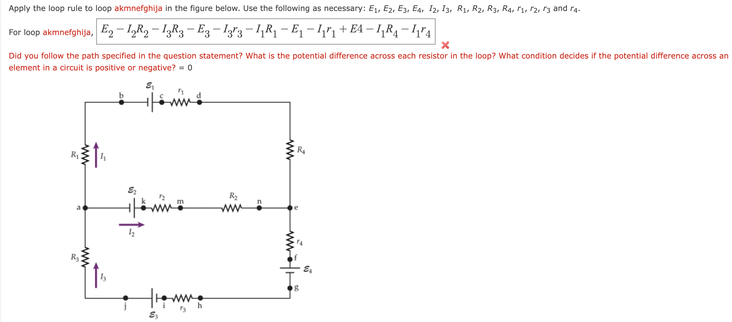 Solved Apply the loop rule to ﻿loop akmnefghija in ﻿the | Chegg.com