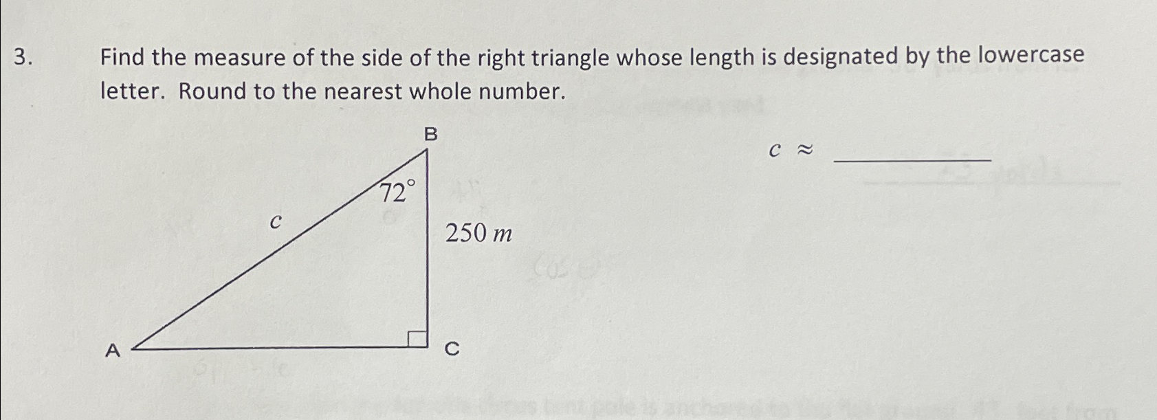 Solved Find the measure of the side of the right triangle | Chegg.com