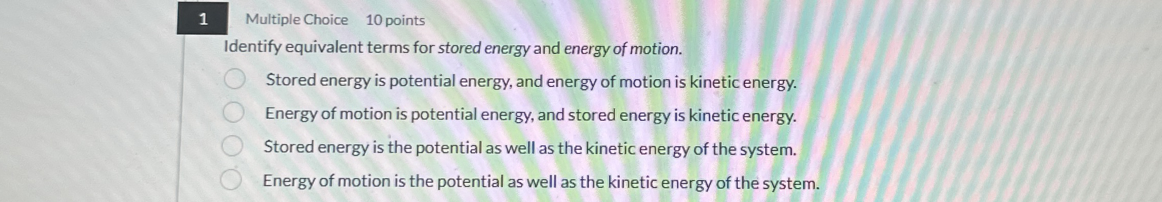 Solved 1Multiple Choice10 ﻿pointsIdentify equivalent terms | Chegg.com