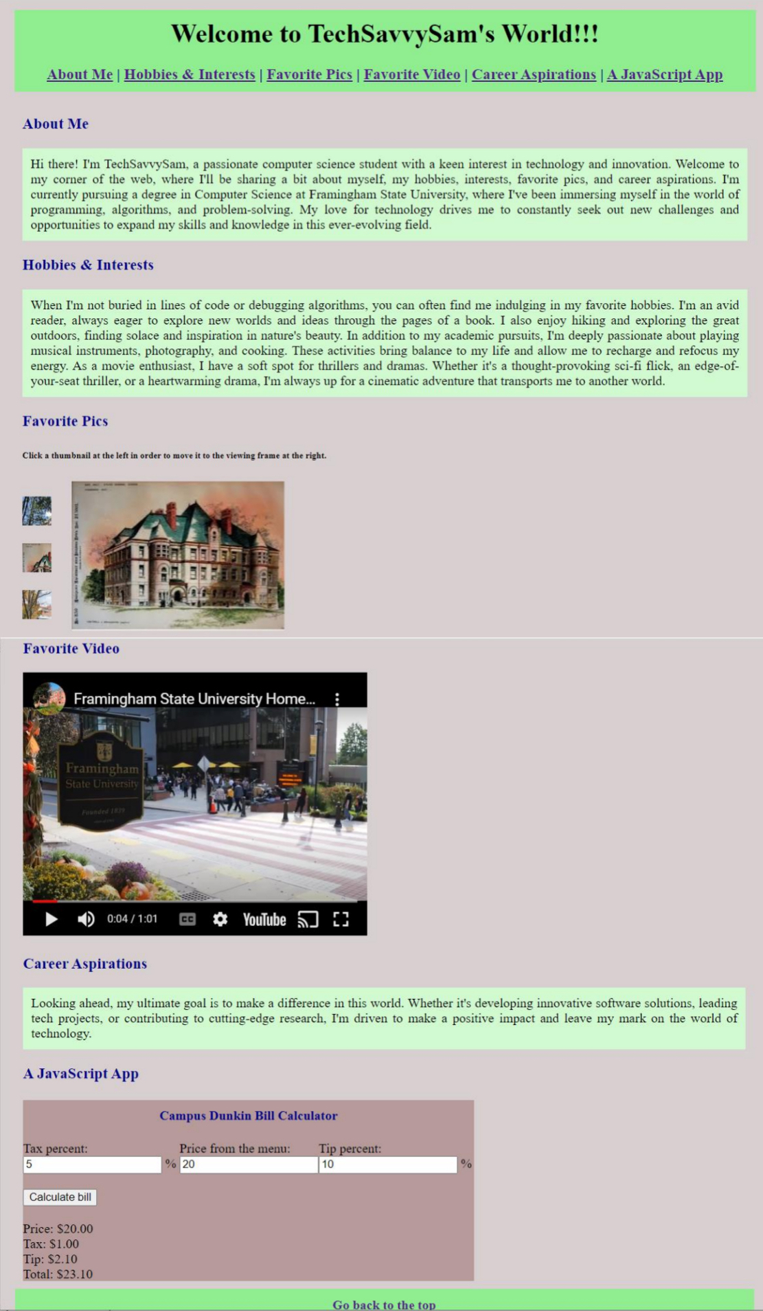 Solved Design a webpage for yourself similar to the one | Chegg.com
