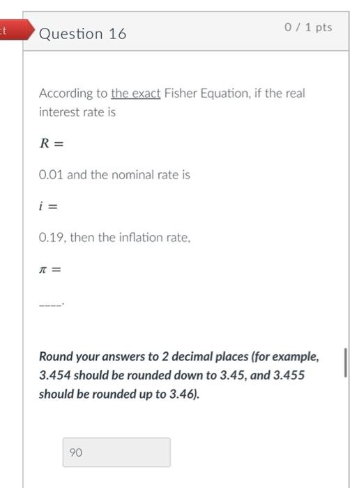 Solved According to the exact Fisher Equation, if the real | Chegg.com